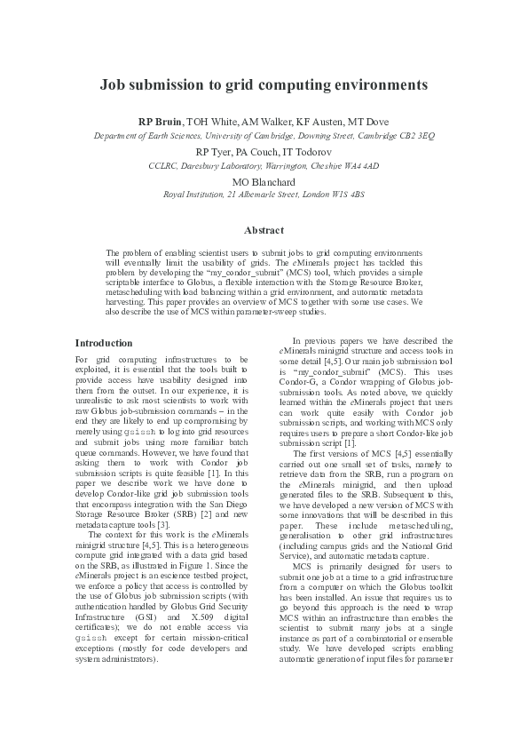 (PDF) Simplifying Job Submission in Grid Computing with MCS Tool