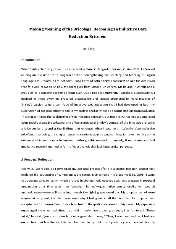 (PDF) Making Meaning of the Bricolage: Becoming an Inductive Data ...