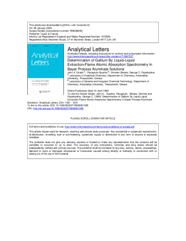 Determination of Gallium By Liquid-Liquid Extraction-Flame Atomic ...
