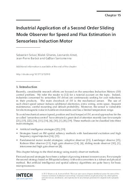 (PDF) Industrial Application of a Second Order Sliding Mode Observer for Speed and Flux ...
