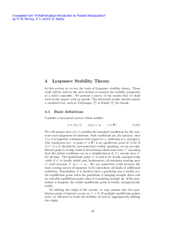 (PDF) 4 Lyapunov Stability Theory