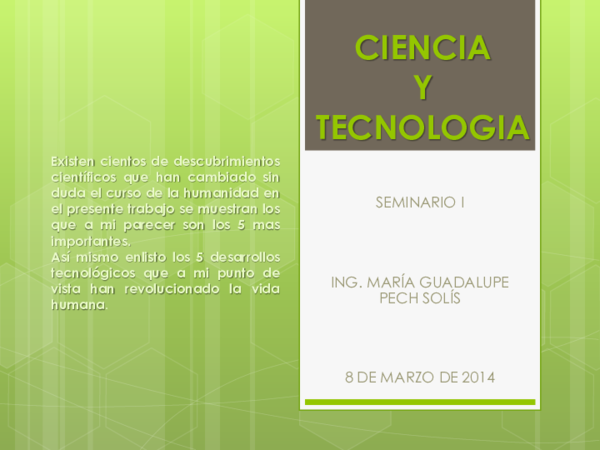 (PPT) CIENCIA Y TECNOLOGIA