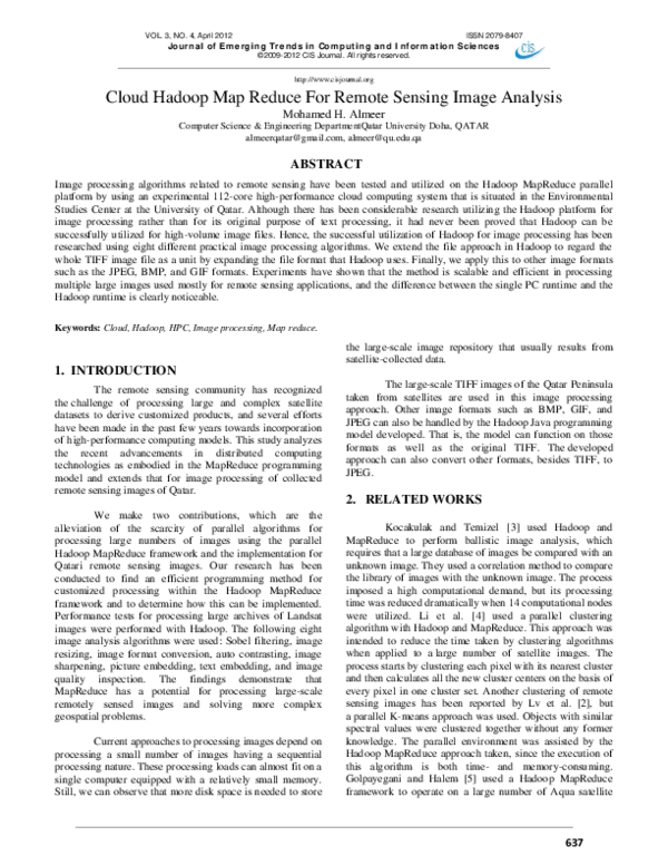 (PDF) Cloud Hadoop Map Reduce For Remote Sensing Image Analysis