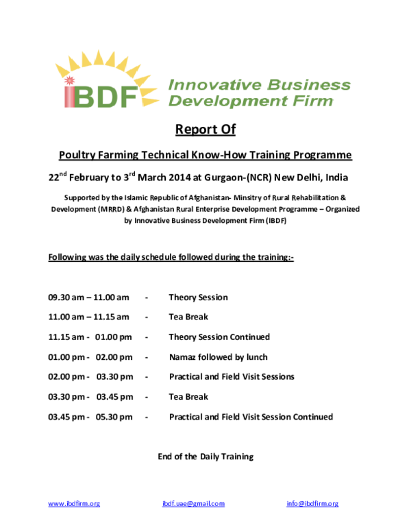 (DOC) Poultry Farming Technical Know Report