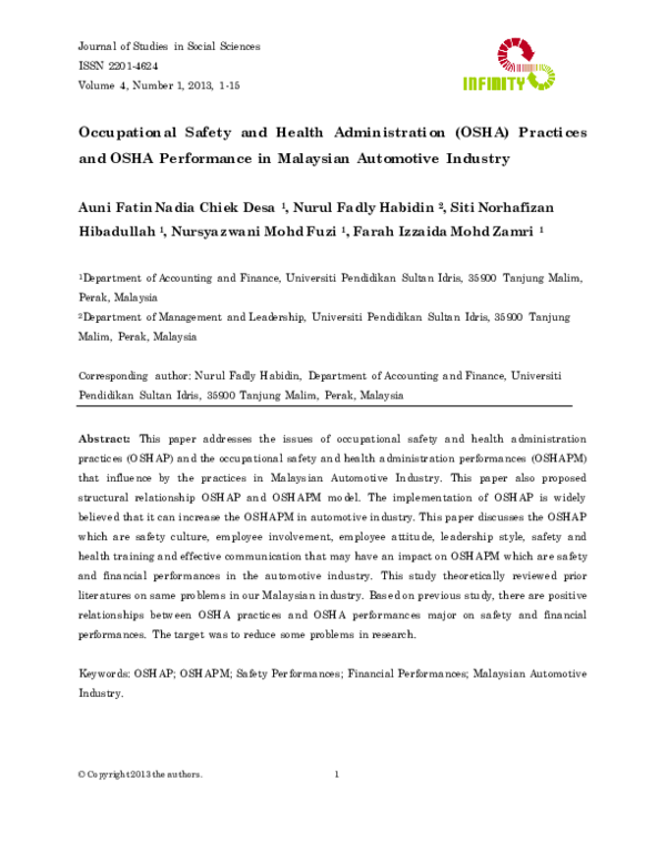 (PDF) Occupational Safety and Health Administration (OSHA) Practices ...