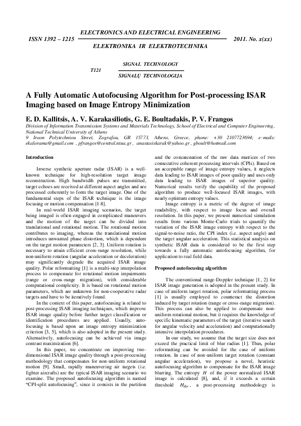 Pdf A Fully Automatic Autofocusing Algorithm For Post Processing Isar Imaging Based On Image 8685