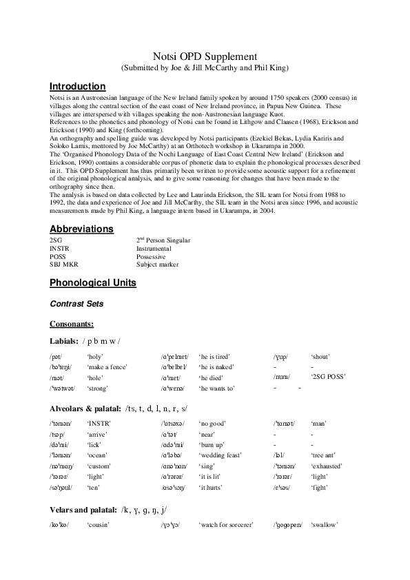 (PDF) Orthography and Phonology Description Supplement for the Notsi ...