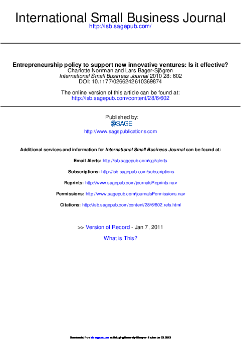 (PDF) International Small Business Journal: 602 International Small ...