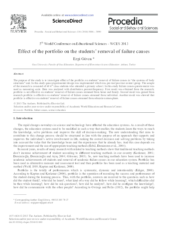 (PDF) Effect of the portfolio on the students’ removal of failure causes