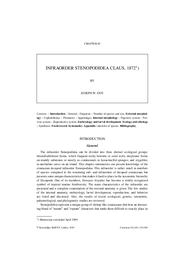 (PDF) Infraorder Stenopodidea Claus, 1872