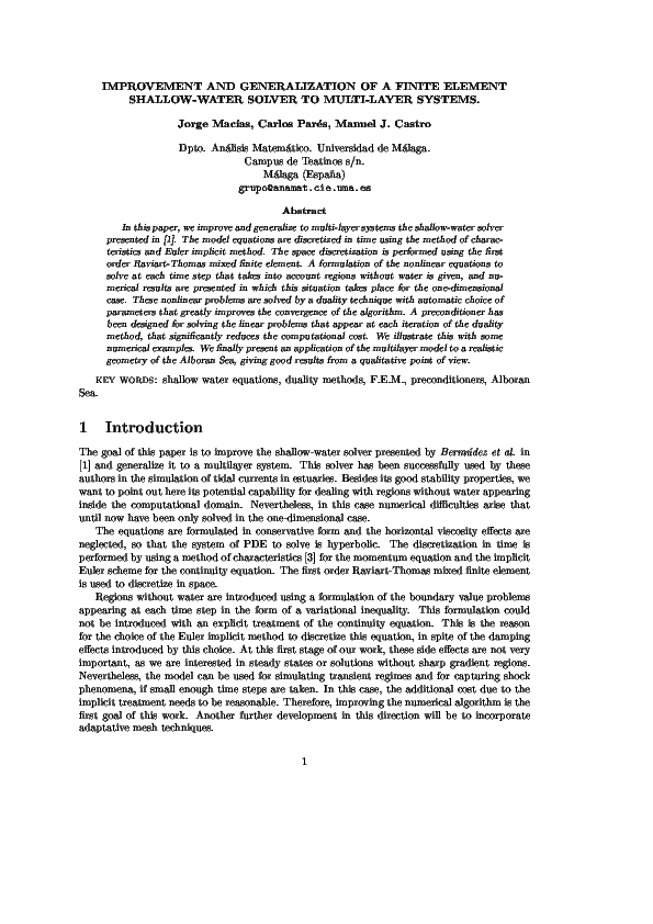 (PDF) Improvement and generalization of a finite element shallow‐water ...
