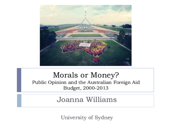 (PDF) Morals or money? Public opinion and the Australian aid budget ...