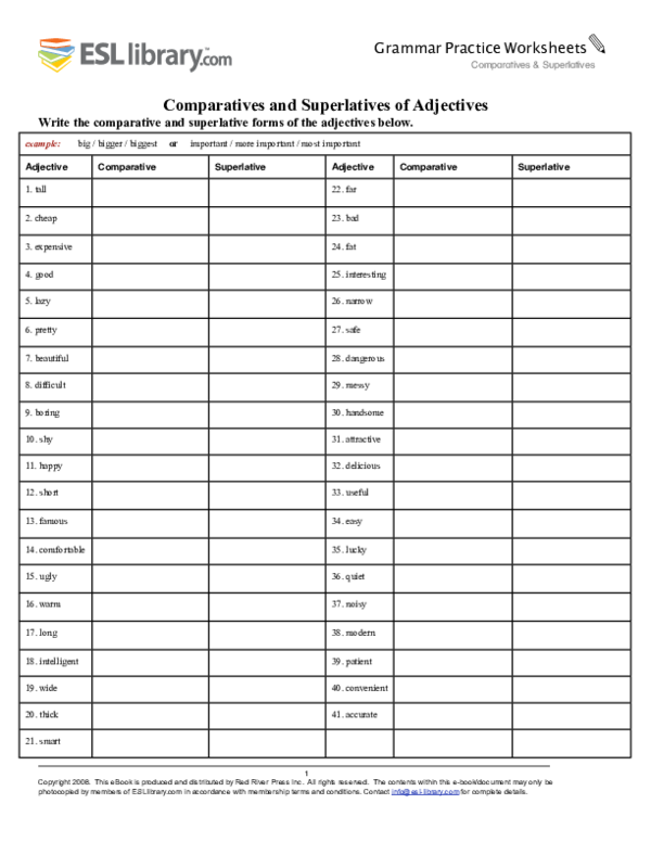 (PDF) Comparatives and Superlatives of Adjectives