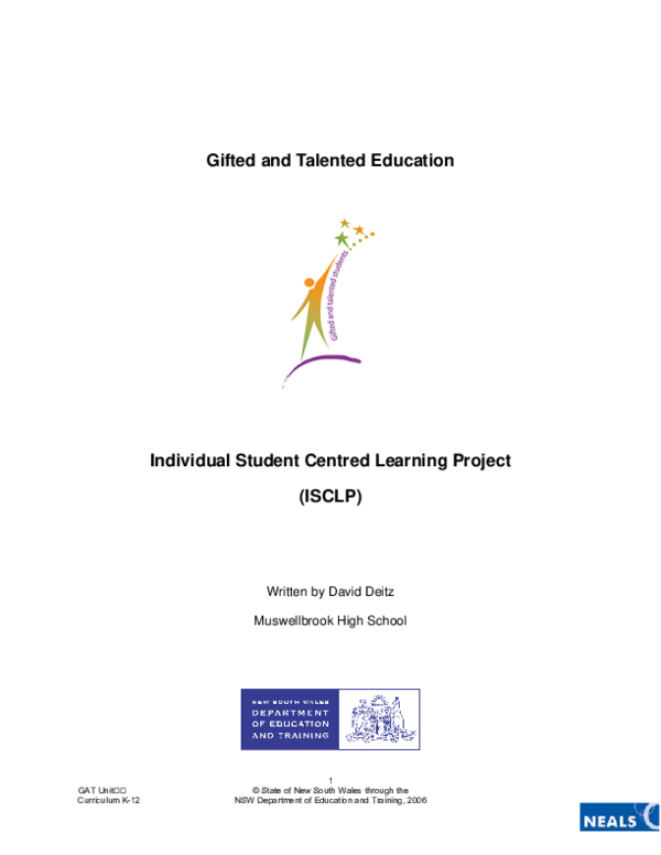 (PDF) Individual Student Centred Learning Project