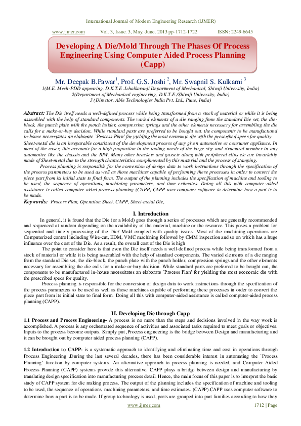 (PDF) Developing A Die/Mold Through The Phases Of Process Engineering ...