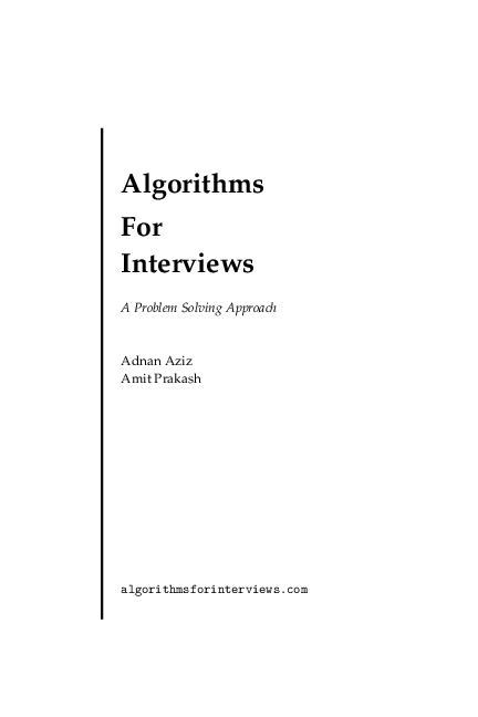 (PDF) Algorithms For Interviews A Problem Solving Approach