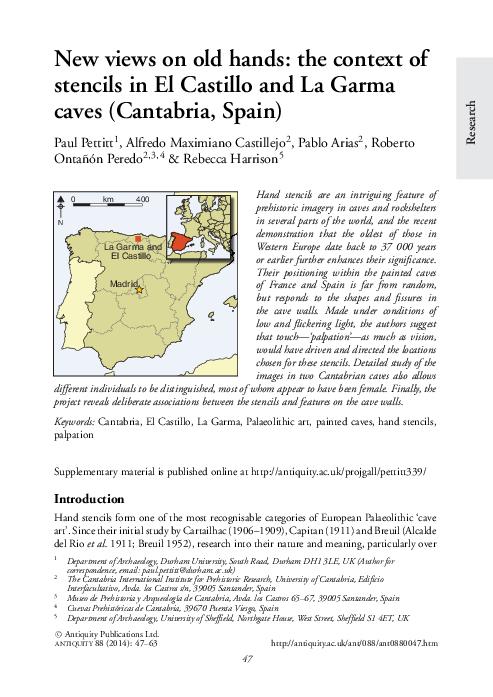 (PDF) New views on old hands: the context of stencils in the cave art ...