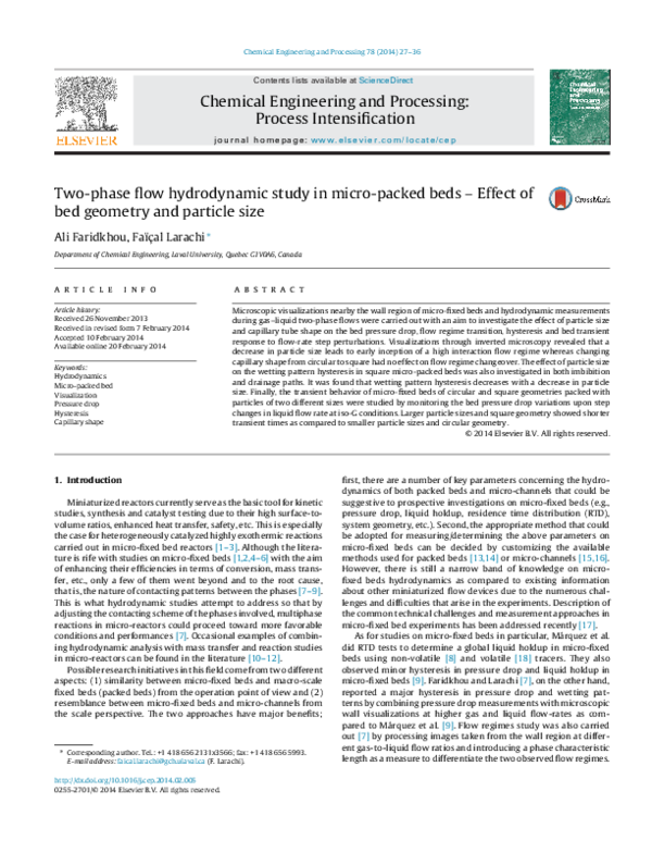(PDF) Two-phase flow hydrodynamic study in micro-packed beds – Effect ...