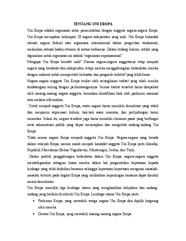 (DOC) hukum uni eropa: supranasional dan intergovernmental + kasus 1