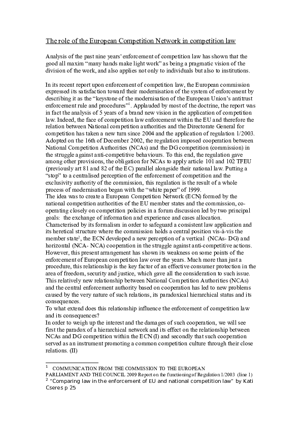 (DOC) The role of the European Competition Network in the struggle ...