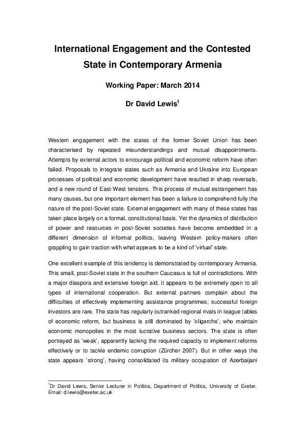 (PDF) International Engagement and the Contested State in Contemporary ...