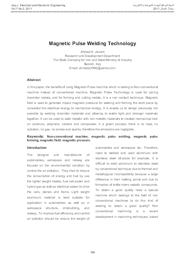 (PDF) Magnetic Pulse Welding Technology