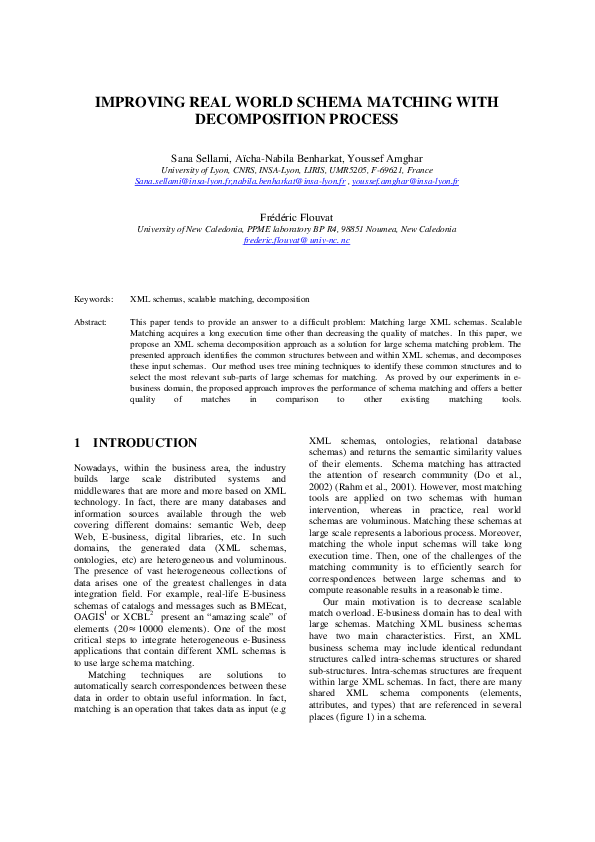 Improving Real World Schema Matching with Decomposition Process