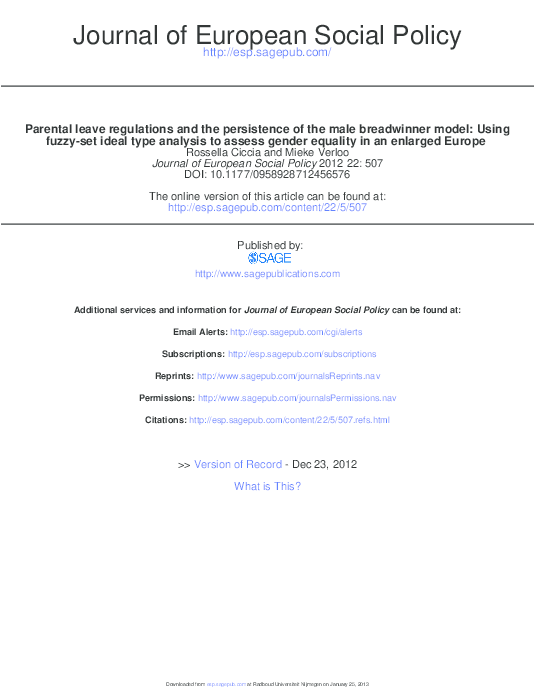 (PDF) Parental leave regulations and the persistence of the male ...