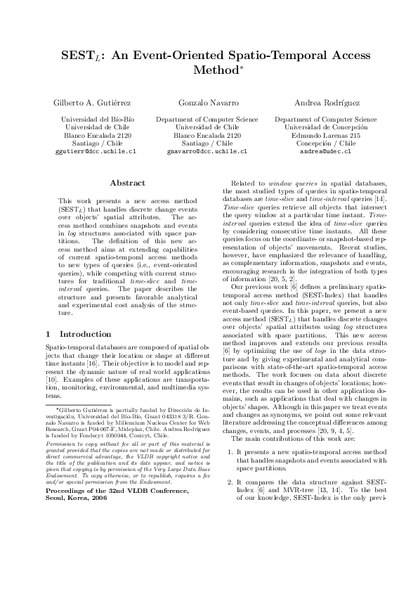 (PDF) SESTL: An Event-Oriented Spatio-Temporal Access Method