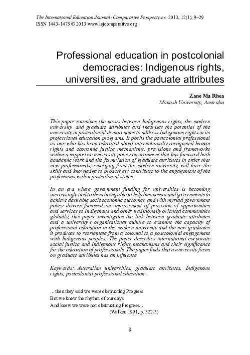 (PDF) Professional education in postcolonial democracies: Indigenous ...