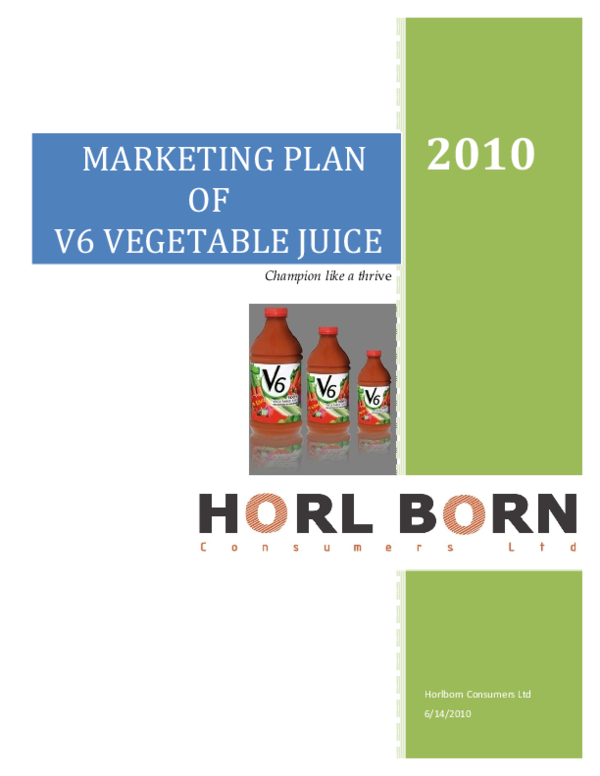 (DOC) Marketing Plan of V6 vegetable juice