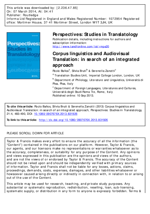 (PDF) (2014) Audiovisual Translation. Theories, Methods and Issues ...
