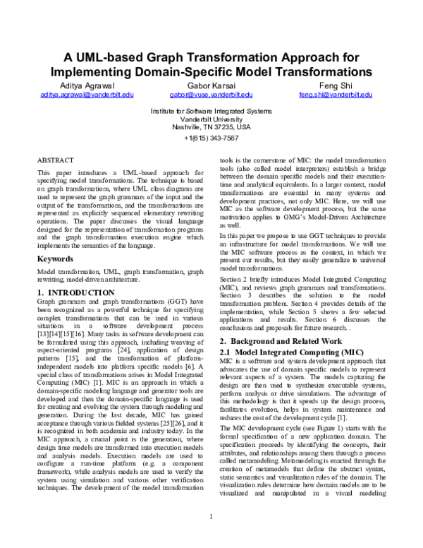 Pdf A Uml Based Graph Transformation Approach For Implementing Domain Specific Model