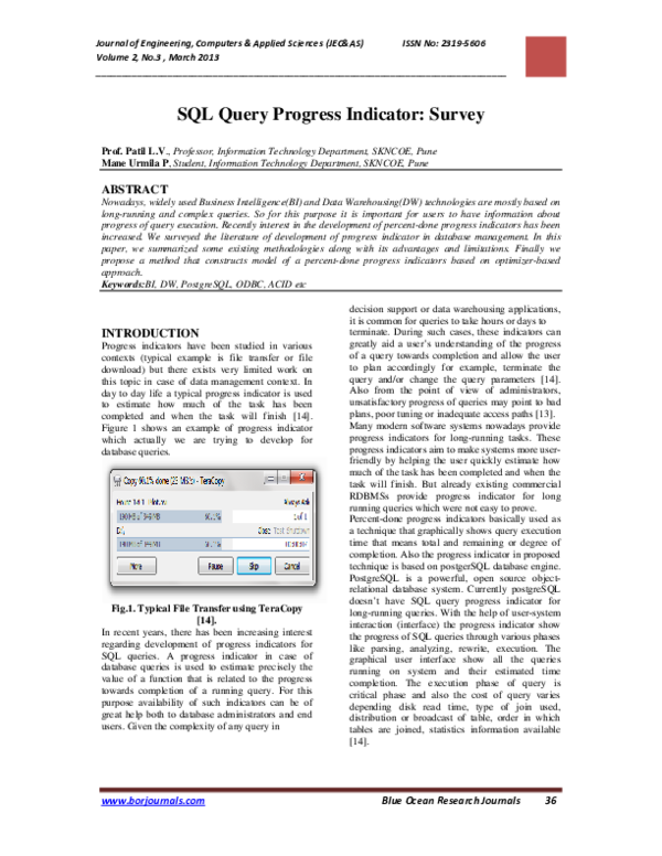 Pdf Sql Query Progress Indicator Survey