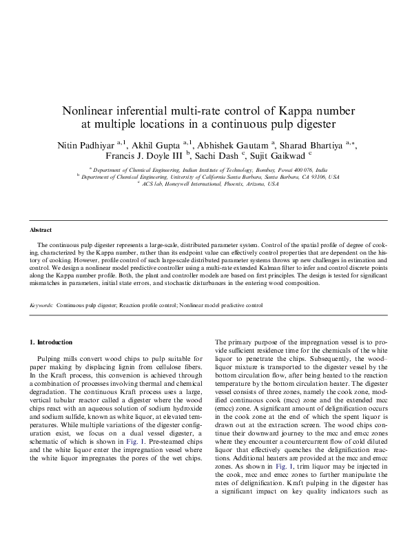 (PDF) Nonlinear inferential multi-rate control of Kappa number at ...