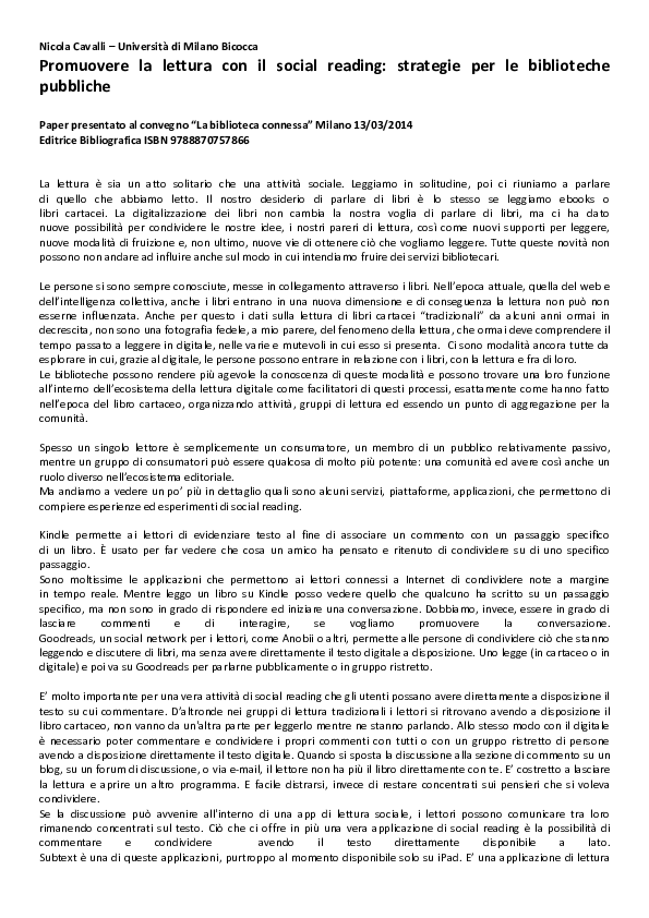 Promuovere la lettura con il social reading: strategie per le ...