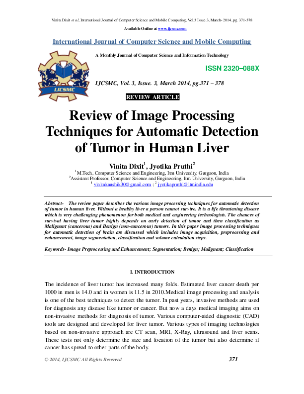 (PDF) Review of Image Processing Techniques for Automatic Detection of ...