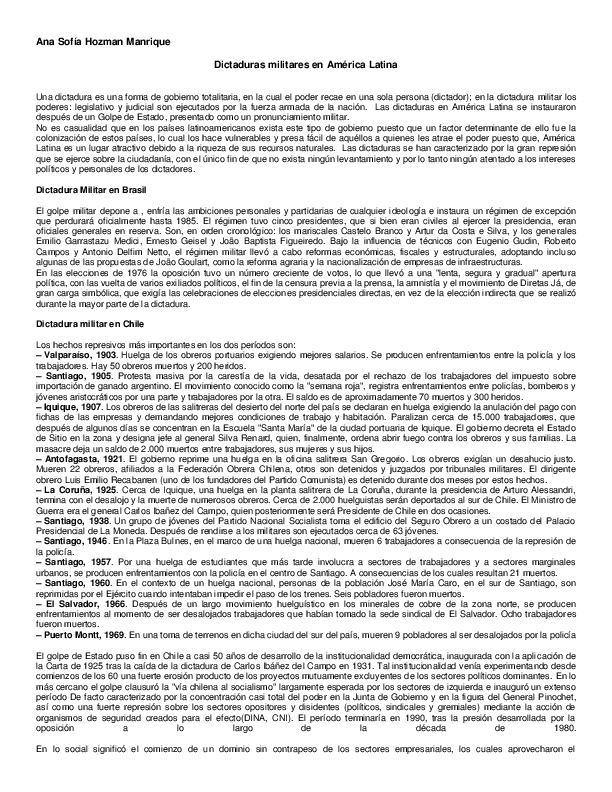 Dictadura Militar En America Latina Resumen 2124085 | Dictaduras
