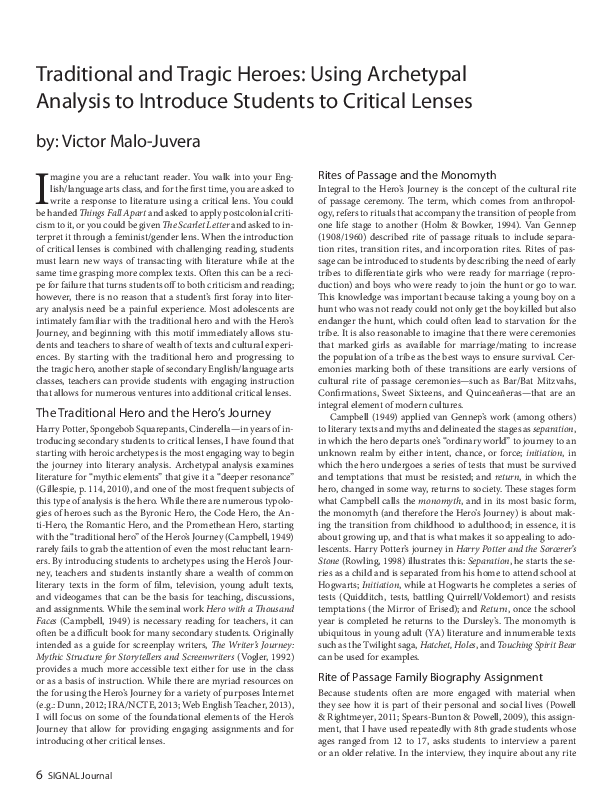 (PDF) Traditional and Tragic Heroes: Using Archetypal Analysis to ...