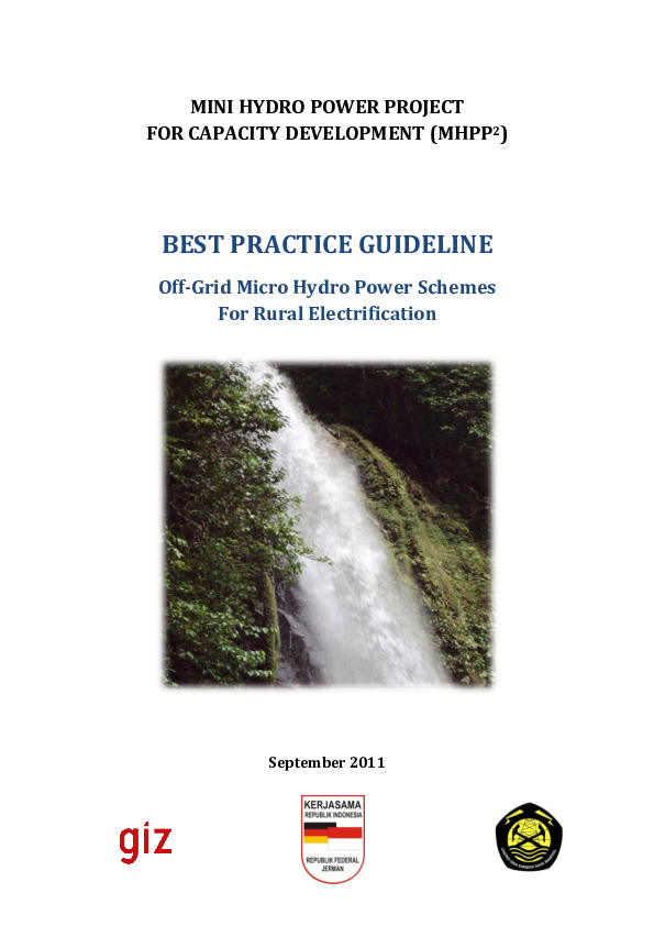 (PDF) MINI HYDRO POWER PROJECT FOR CAPACITY DEVELOPMENT (MHPP 2 ) BEST PRACTICE GUIDELINE Off ...