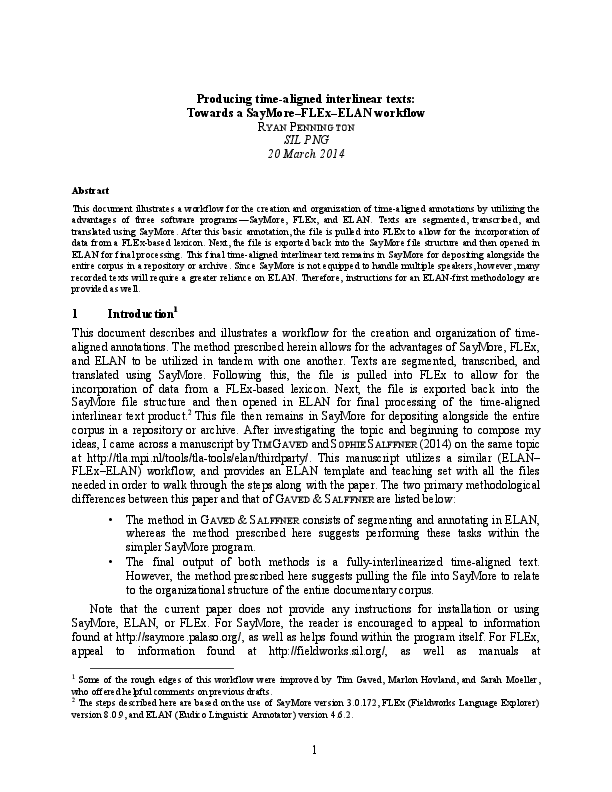 (PDF) Producing time-aligned interlinear texts: Towards a SayMore–FLEx ...