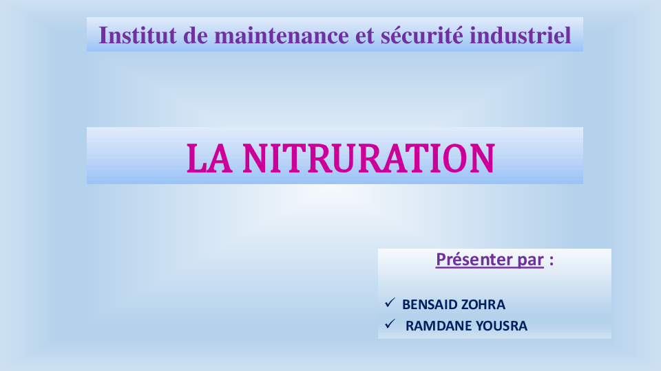 (PPT) LA NITRURATION