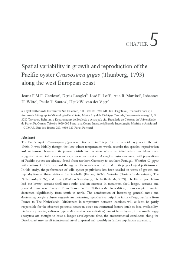 Pdf Spatial Variability In Growth And Reproduction Of The Pacific