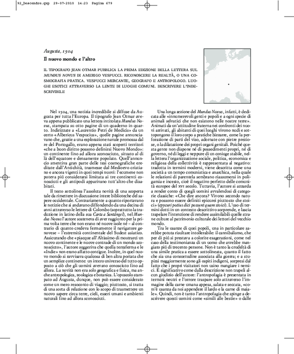 Il nuovo mondo e l’altro. Augusta 1504. La prima edizione della lettera ...