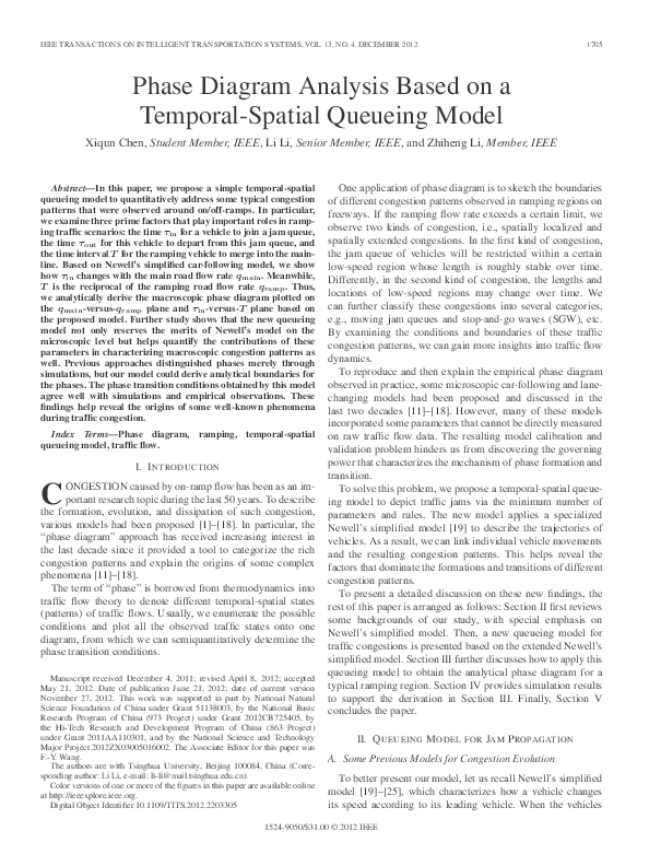 (PDF) Phase diagram analysis based on a temporal-spatial queueing model