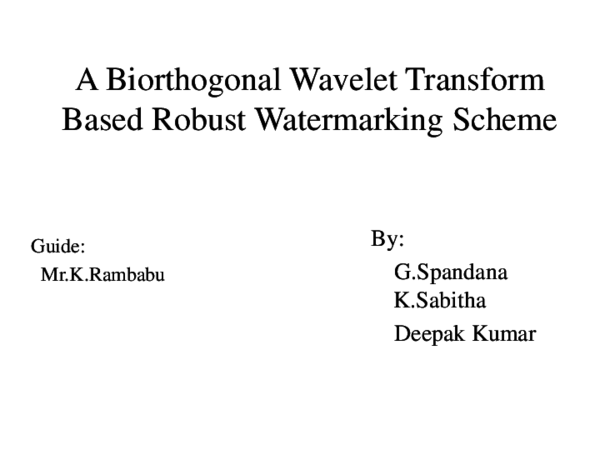 Ppt A Biorthogonal Wavelet Transform