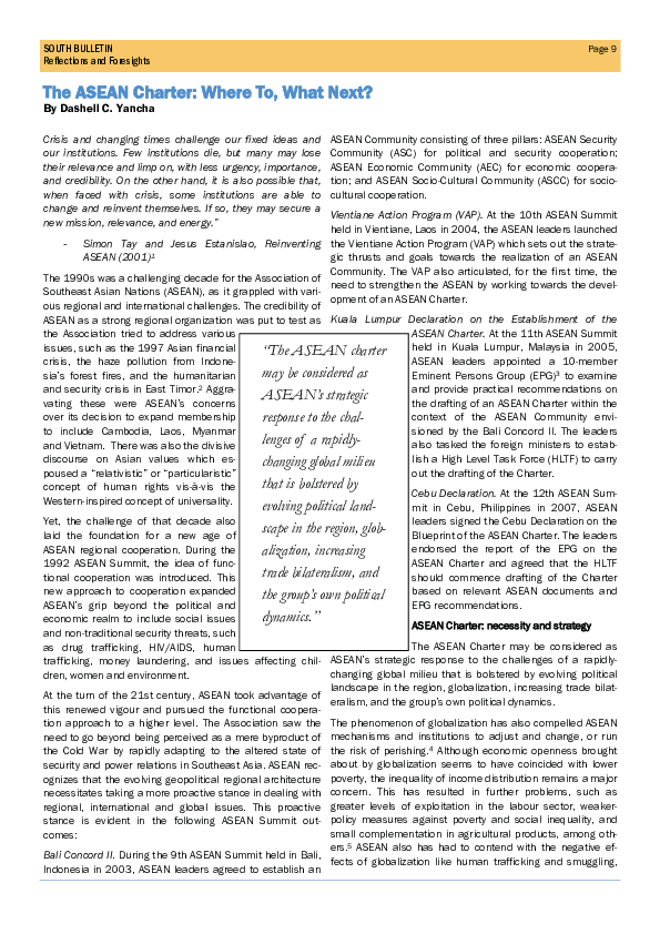 (PDF) The ASEAN Charter: Where to, What Next?