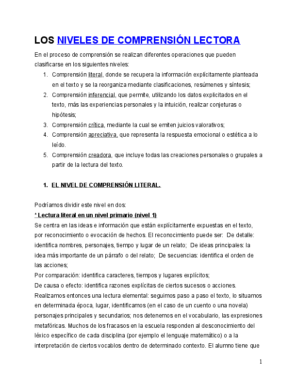 (DOC) Niveles de comprensi f3n lectora