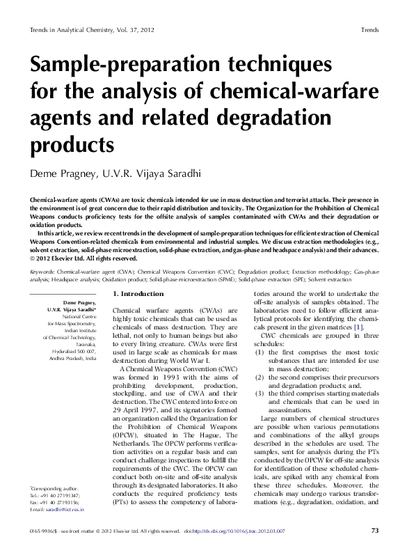Sample-preparation techniques for the analysis of chemical-warfare ...