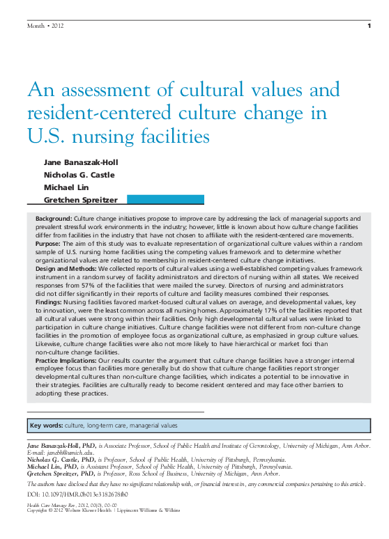 (PDF) An assessment of cultural values and resident-centered culture ...